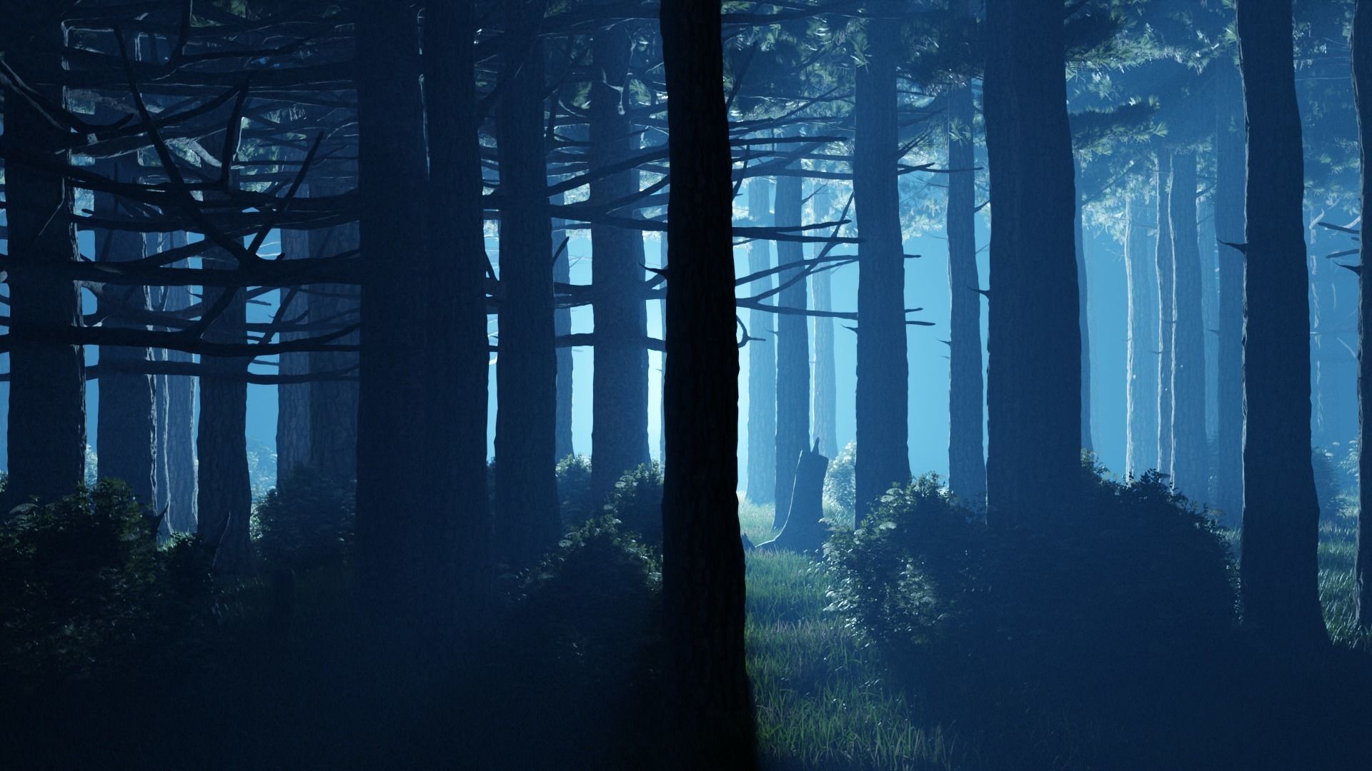 Stylized blue Volumetric Scene in Blender 3D model | CGTrader