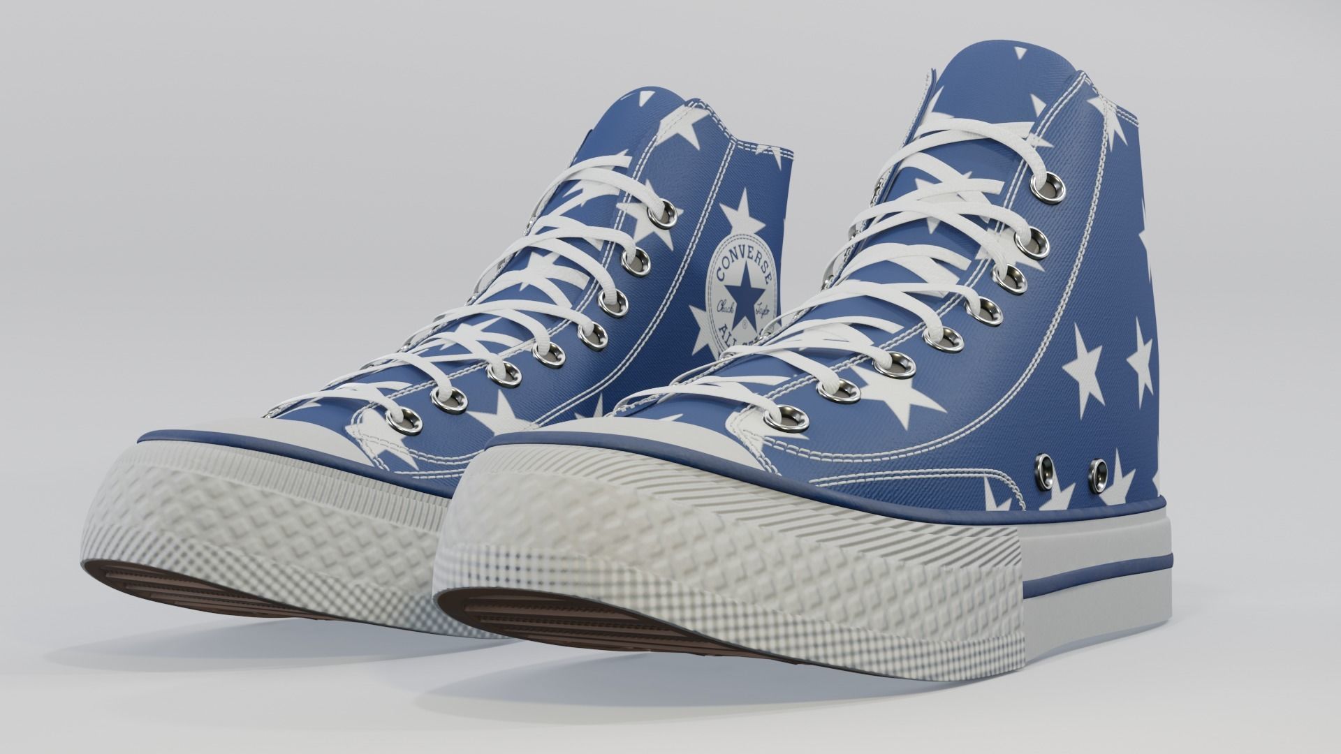 Basketball Leather Shoes Converse All Star Blue Stars 3D model | CGTrader
