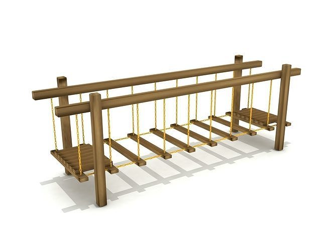 Kids Game Play Equipment 012 Wood Chain Bridge 3D model | CGTrader
