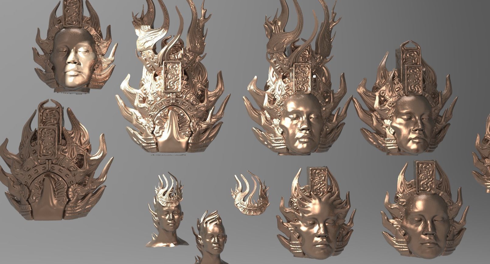 Aztec Crown statue collection 1 3D model | CGTrader