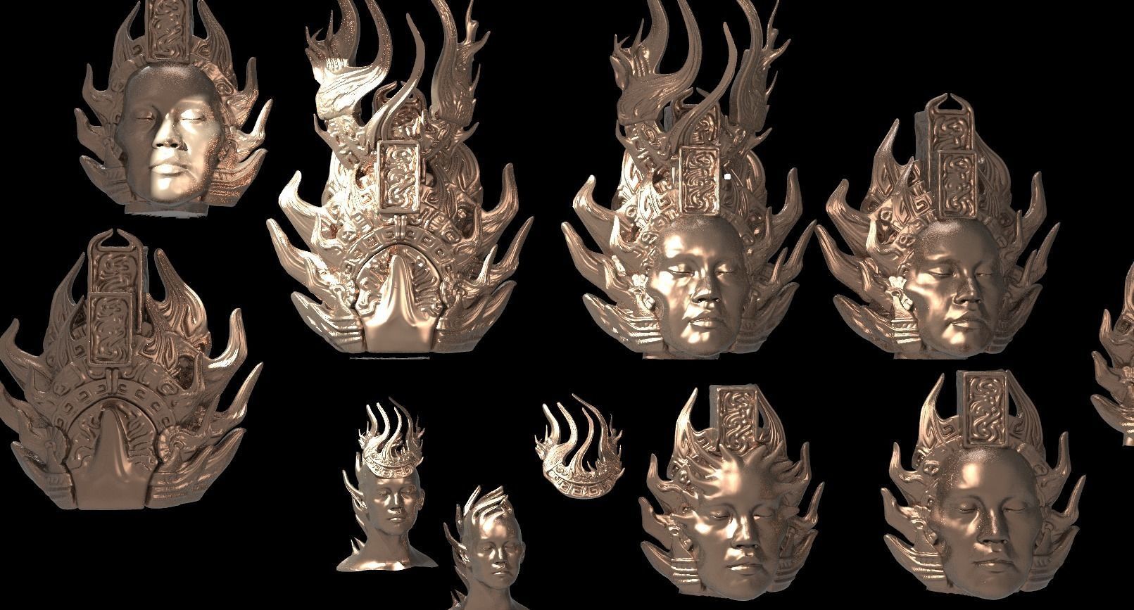 Aztec Crown statue collection 1 3D model | CGTrader