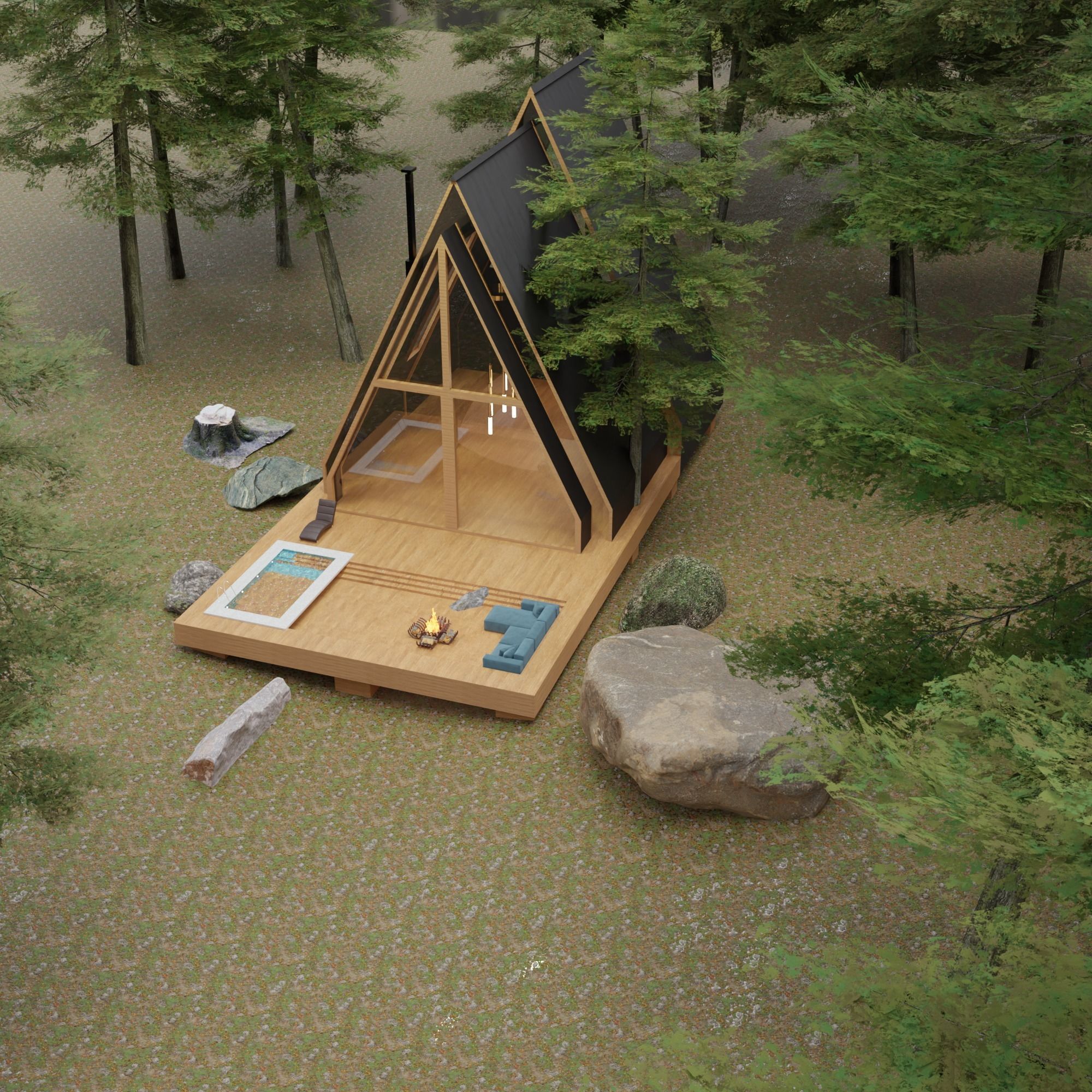 Dream house in forest 3d model 3D model | CGTrader