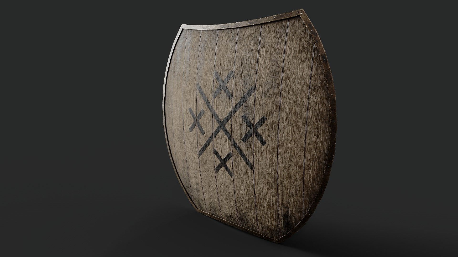 3D model Slavic hybrid shield-painted black crosses symbol VR / AR ...