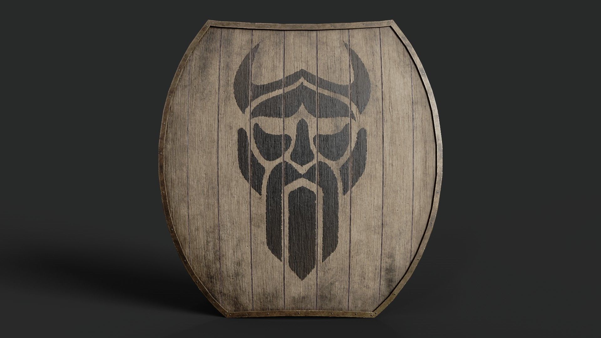 3D model Slavic hybrid shield-painted black God symbol VR / AR / low ...