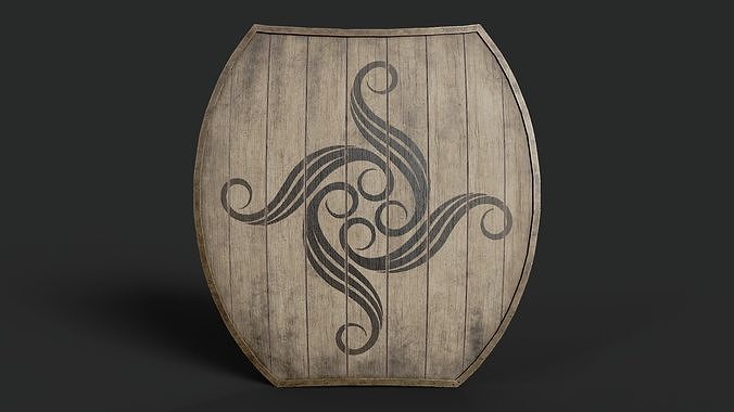 3D model Slavic hybrid shield-painted blcak radial symbols VR / AR ...