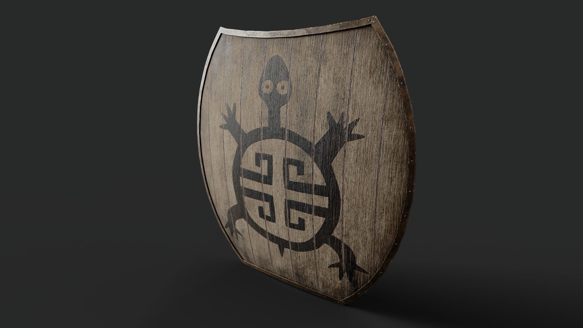 3D model Slavic hybrid shield-painted black turtle symbol VR / AR / low ...