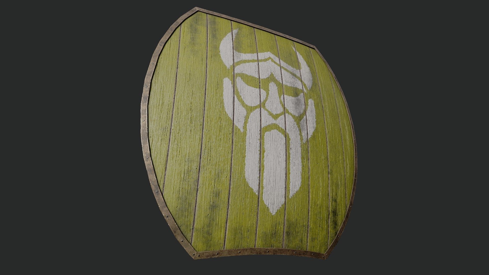 3D model Slavic hybrid shield-painted yellow with God symbol VR / AR ...