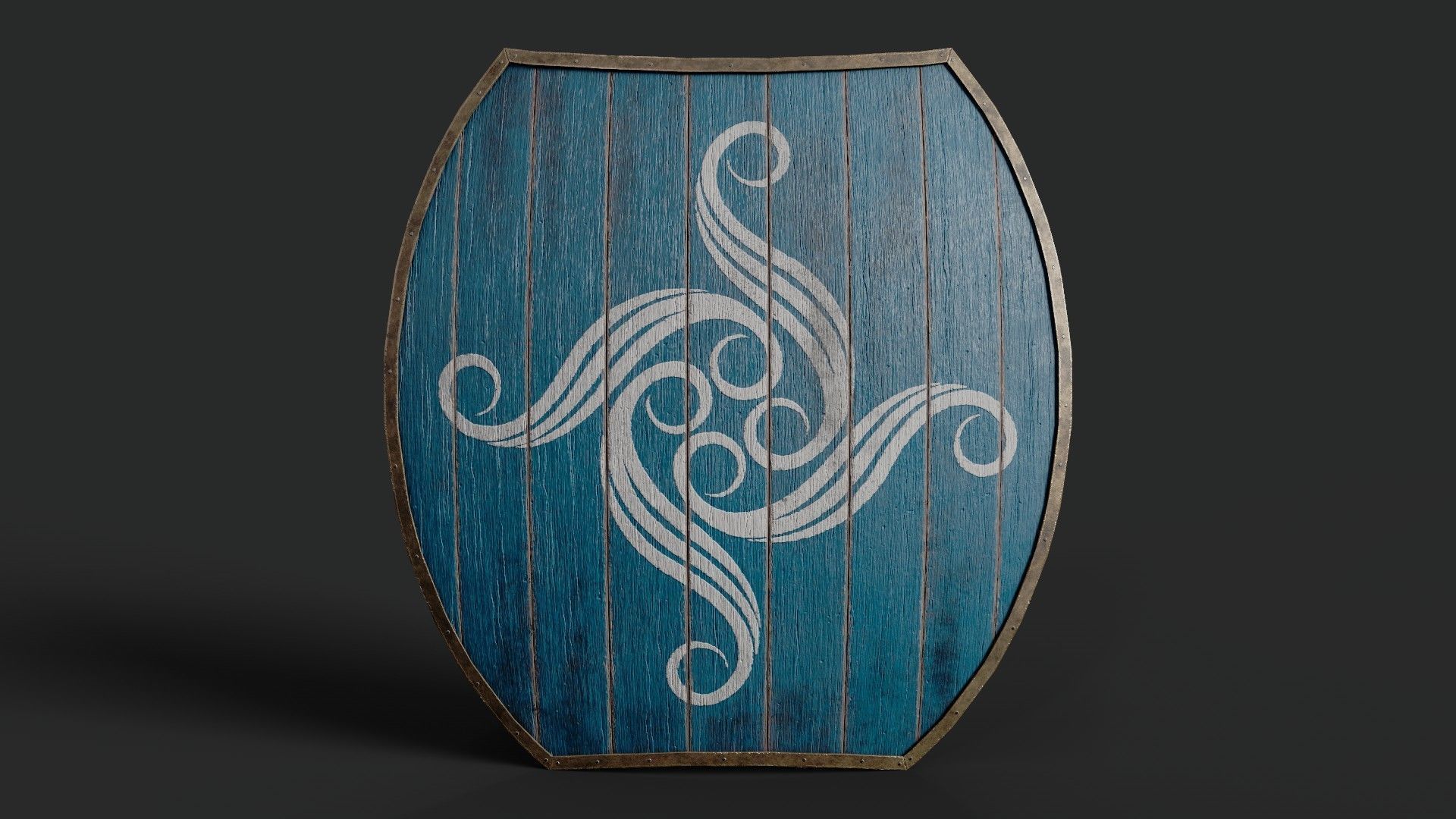3D model Slavic hybrid shield-painted blue with spiral symbol VR / AR ...