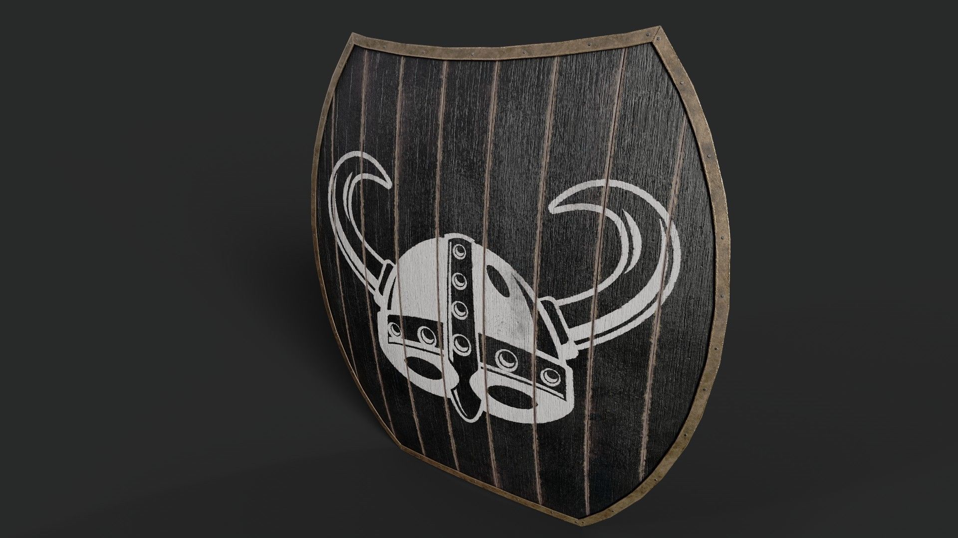 3D model Slavic hybrid shield-painted black with helmet symbol VR / AR ...