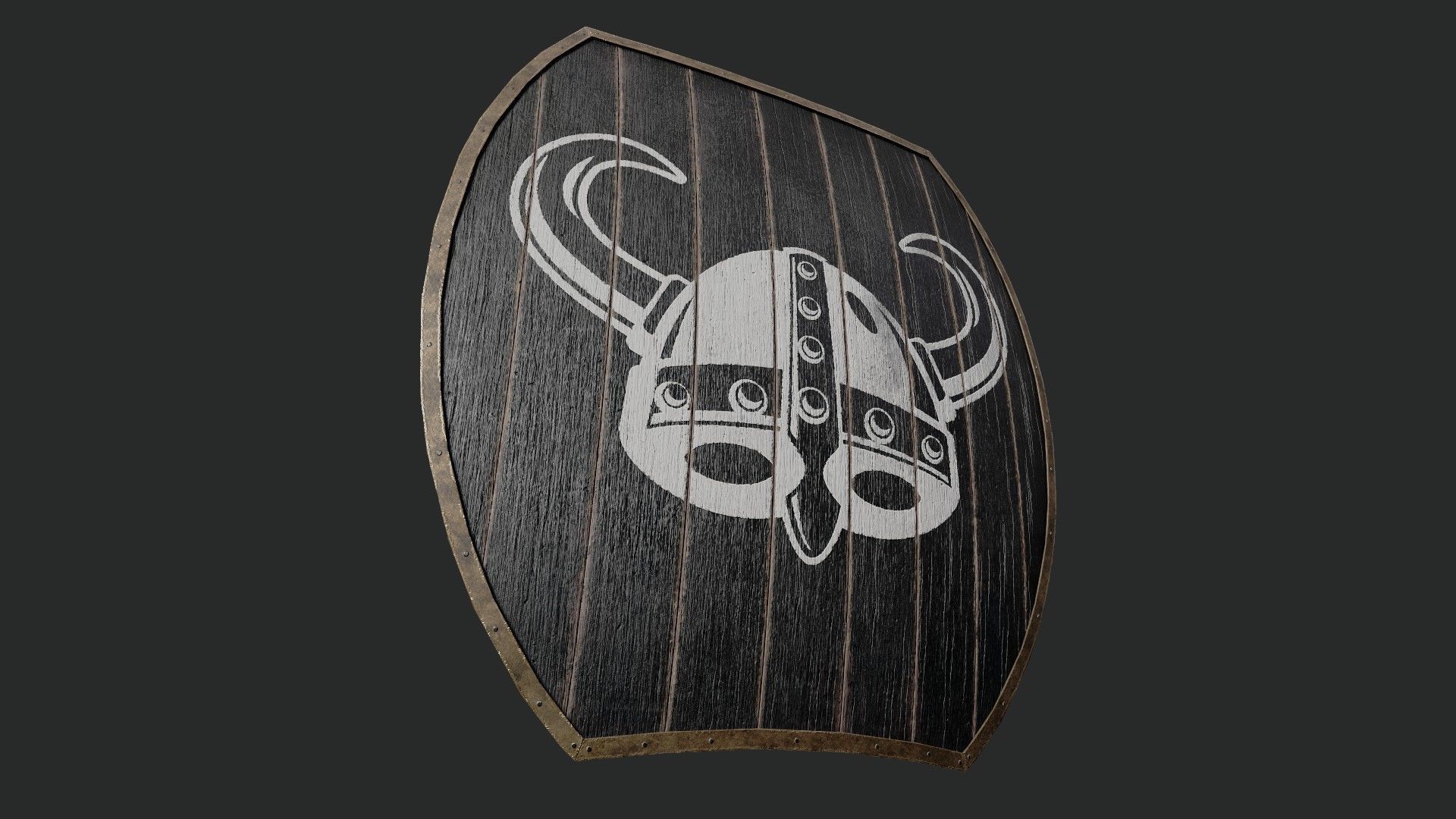 3D model Slavic hybrid shield-painted black with helmet symbol VR / AR ...