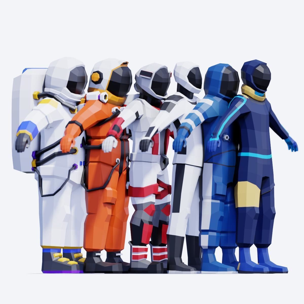 3D model Astronauts Pack - Animated and Rigged VR / AR / low-poly ...