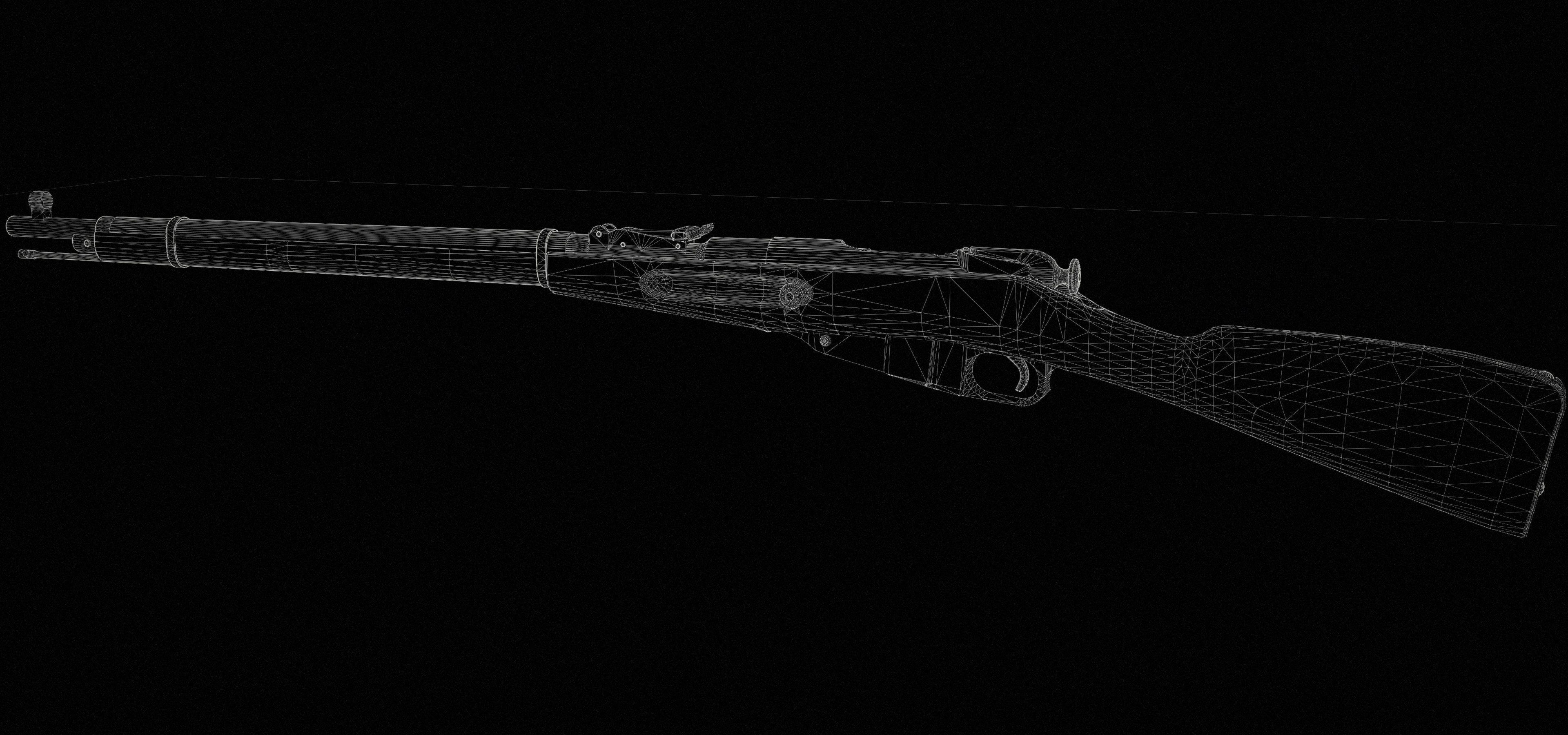 3D model Mosin Nagant sniper rifle low-poly game ready 3D model VR / AR ...