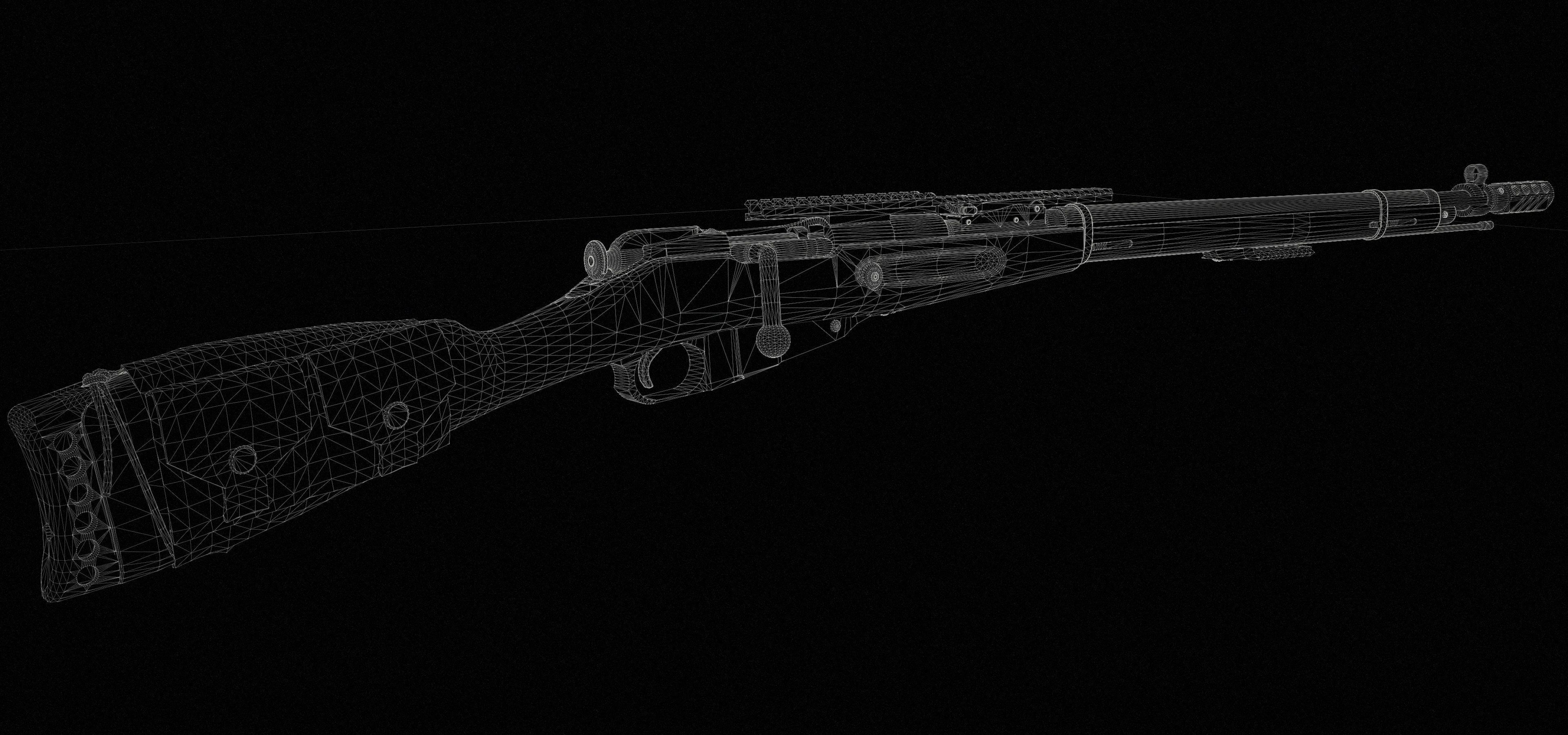 3D model Mosin Nagant sniper rifle low-poly game ready 3D model VR / AR ...