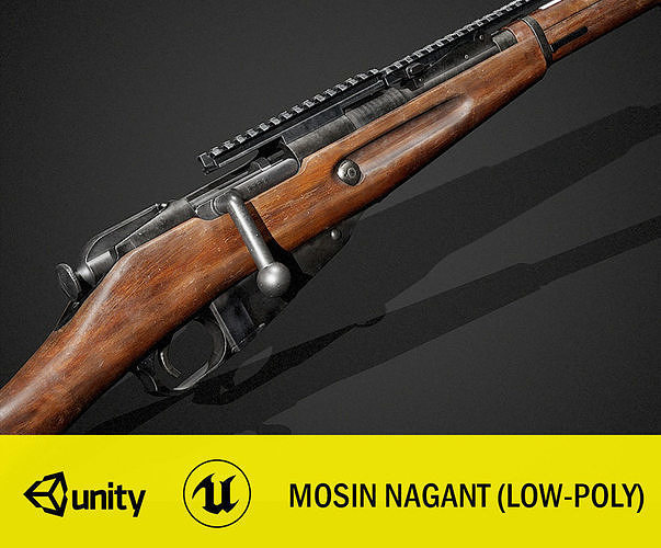 3D model Mosin Nagant sniper rifle low-poly game ready 3D model VR / AR ...