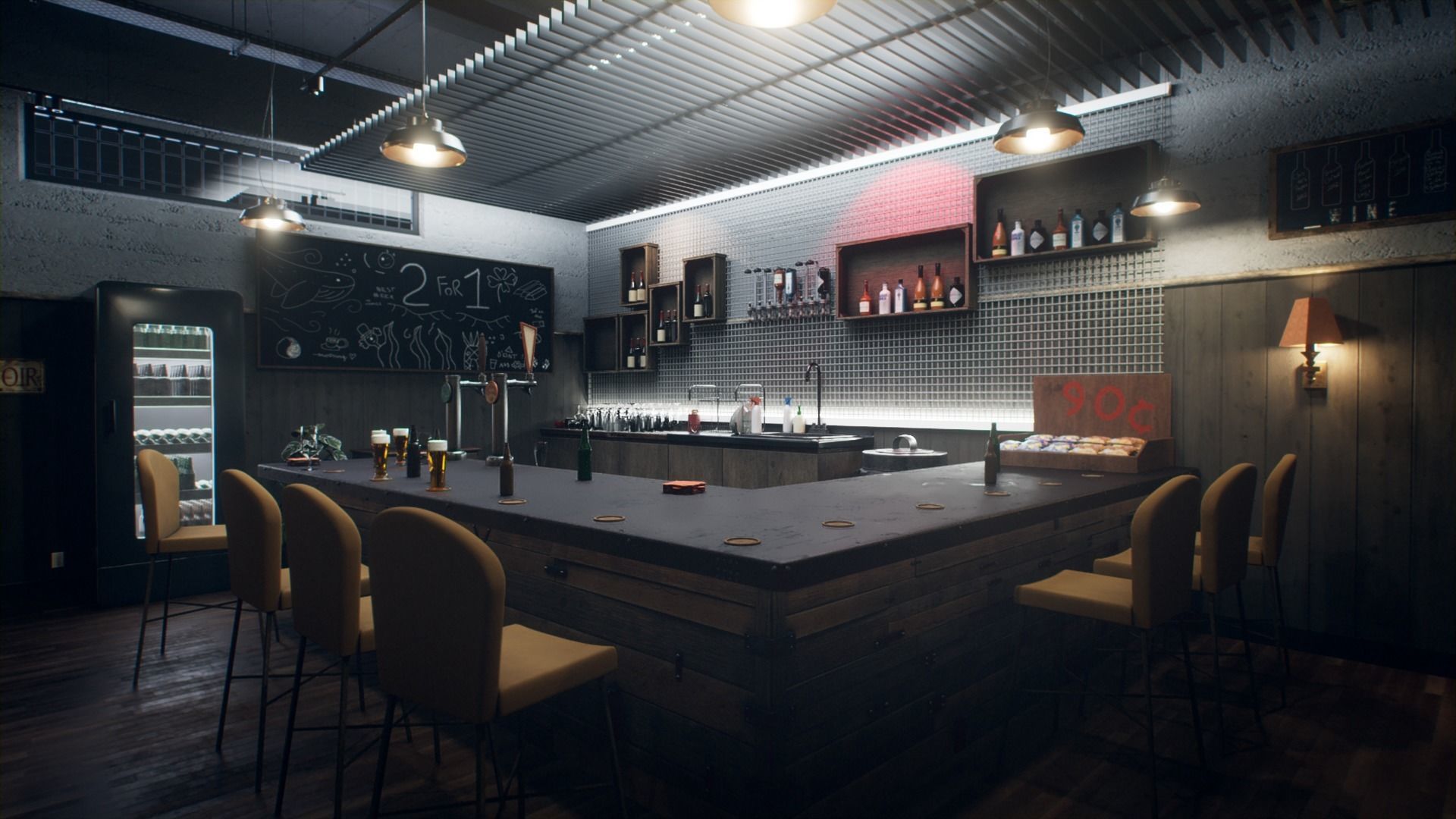 Dive Bar Environment 3D model | CGTrader