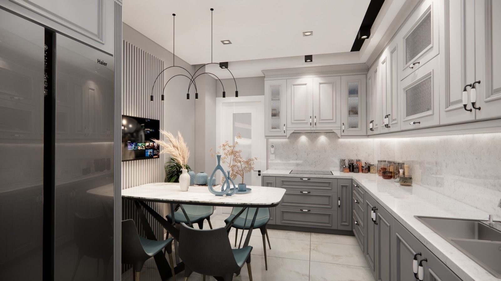 3D model sketchup enscape a kitchen render scene VR / AR / low-poly ...