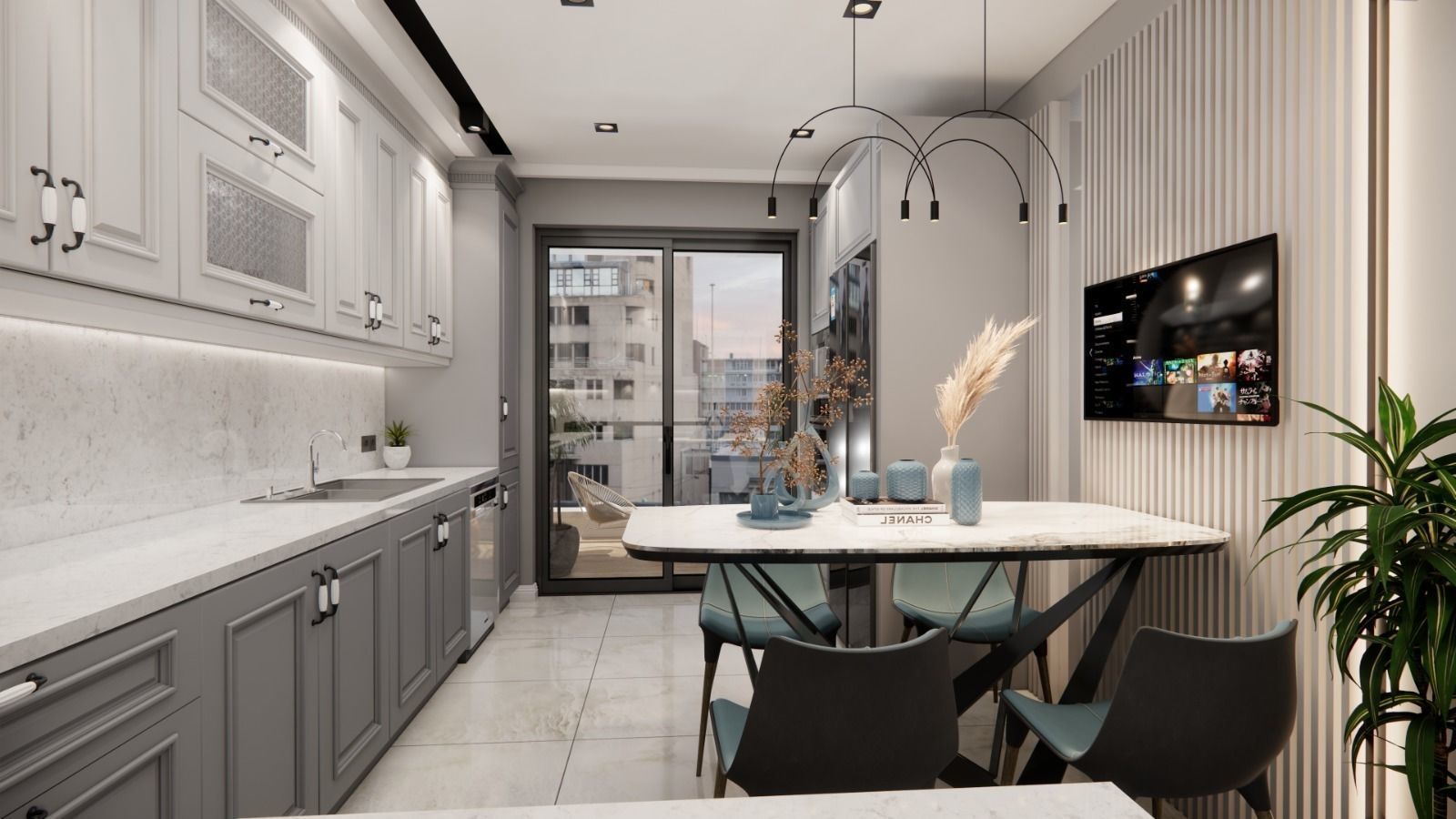 3D model sketchup enscape a kitchen render scene VR / AR / low-poly ...