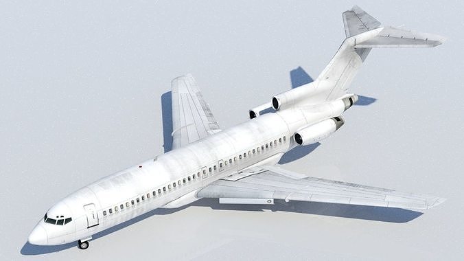 3D model Boeing 727-100 B721 derelict scrapyard low poly VR / AR / low ...