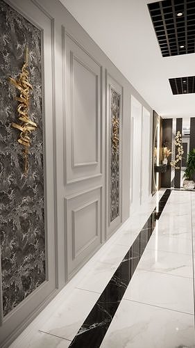 3D model sketchup enscape render scene hall design VR / AR / low-poly ...