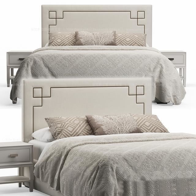 Everly Quinn Kerley Fabric Upholstered Bed 3D model | CGTrader