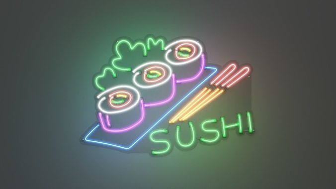 Sushi 4 - Neon Sign 3D model | CGTrader