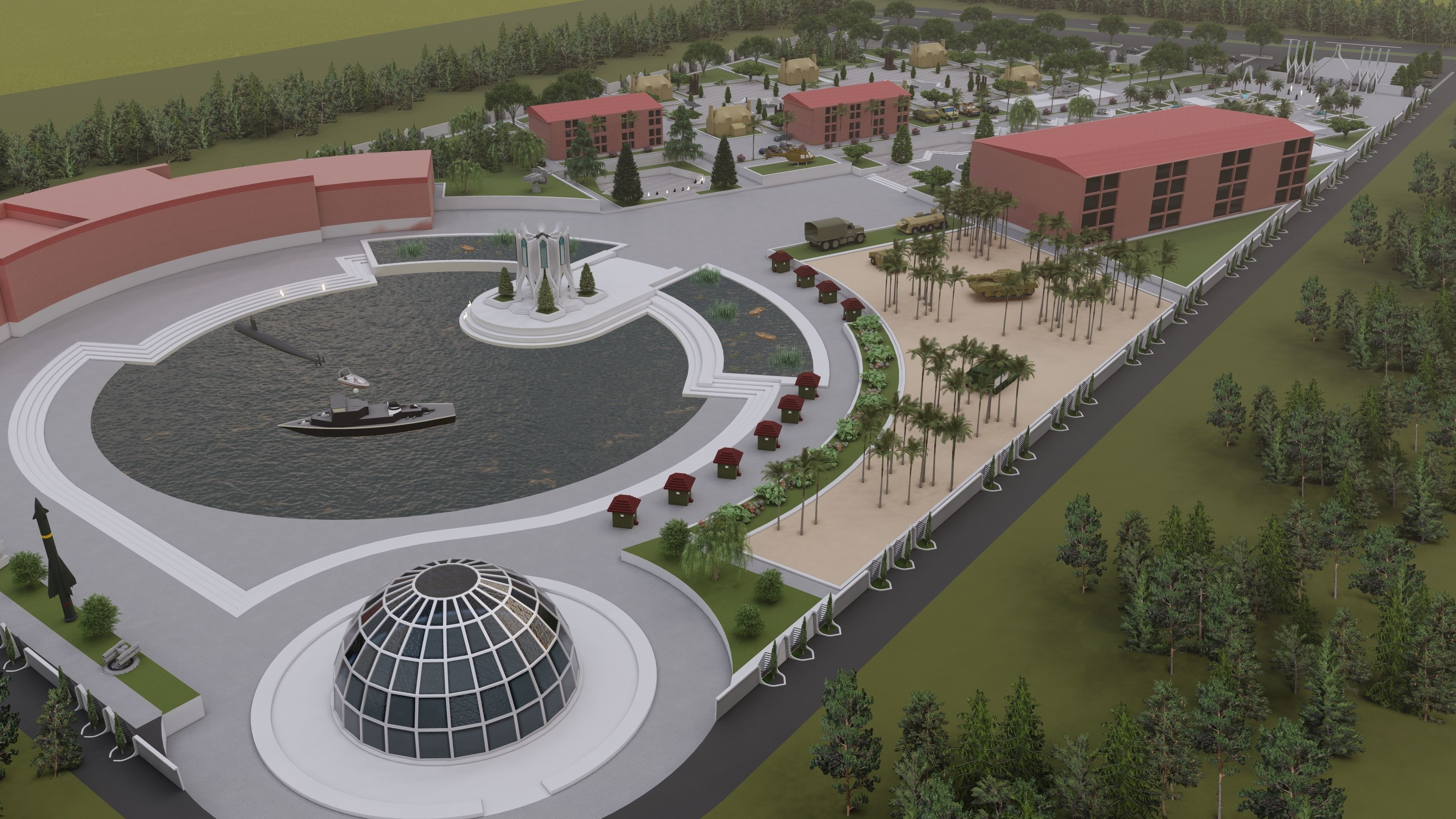 Monumental Urban contemporary landscape design 3D model | CGTrader