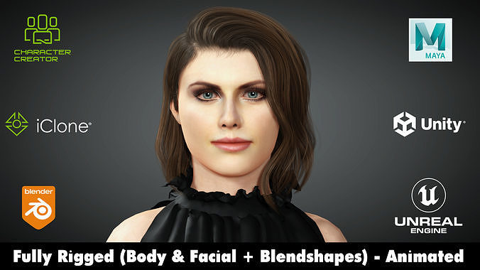 3D model Alexandra Daddario Rigged Animated 2500 Free Animation ...