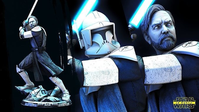 Obi Wan Kenobi Clone Wars Sculpture Star Wars 3D Models 3D model 3D ...