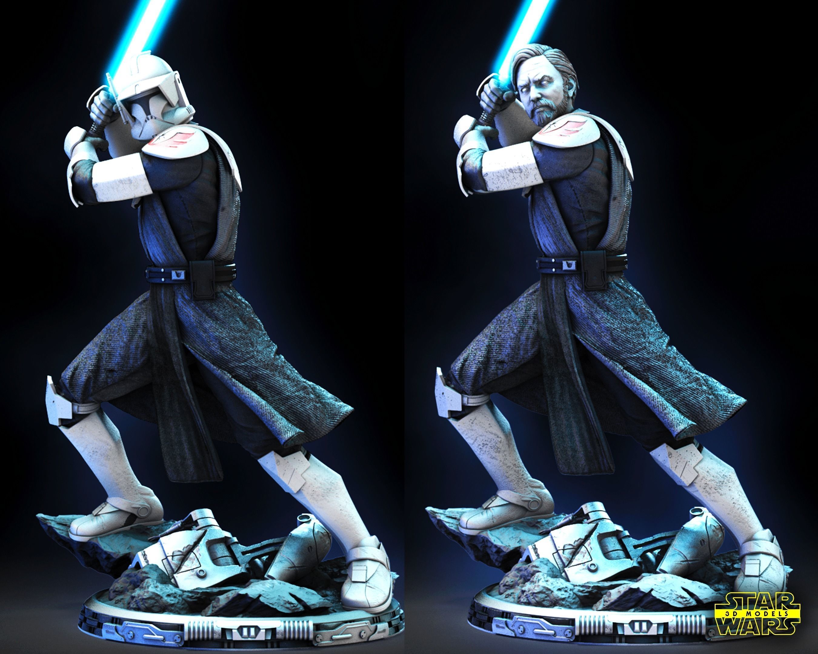 Obi Wan Kenobi Clone Wars Sculpture Star Wars 3D Models 3D model 3D ...