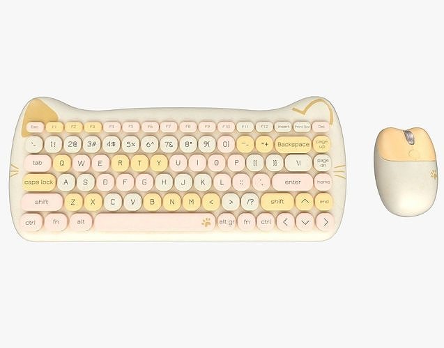 Wireless Keyboard Mouse Set Yellow Tones Version 3D model | CGTrader