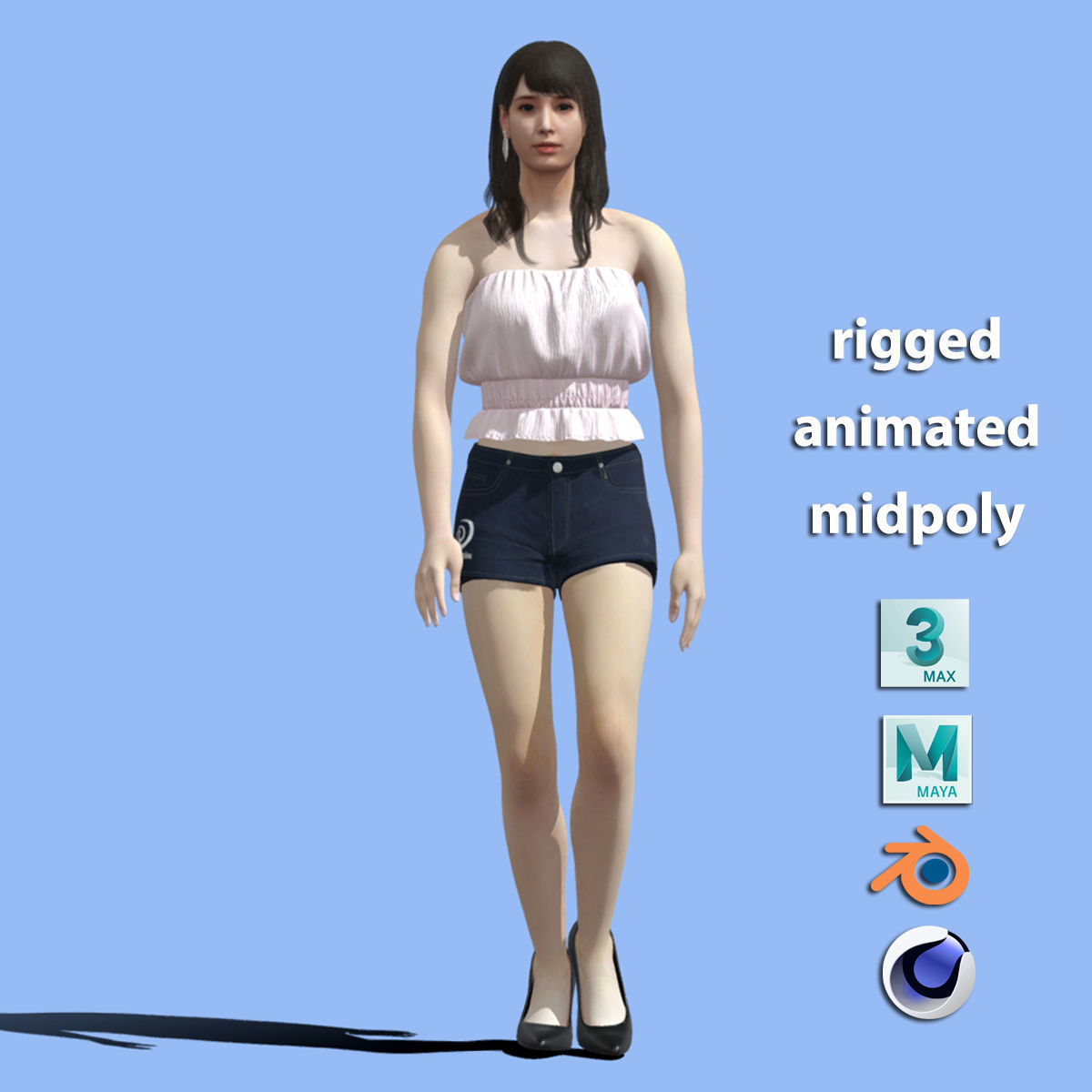 Casual girl walking 3D model animated rigged | CGTrader