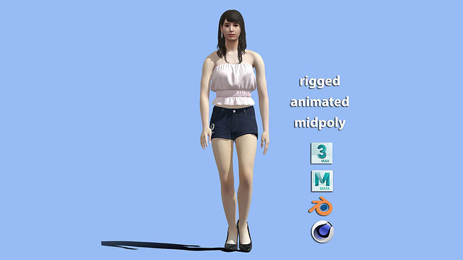 Casual girl walking 3D model animated rigged | CGTrader