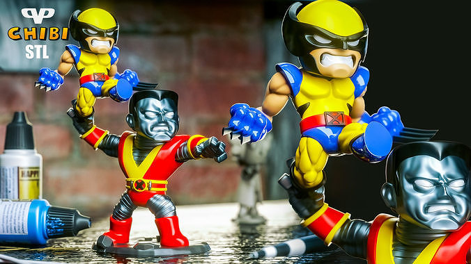 Fastball Collosus Wolverine STL for 3D Printing ChibiSTL 3DXM 3D model ...