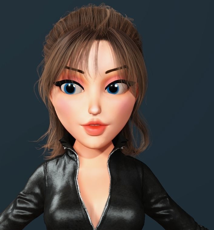 3D model Cartoony Girl Rigged Animated 2500 Free Animation Tutorial VR ...