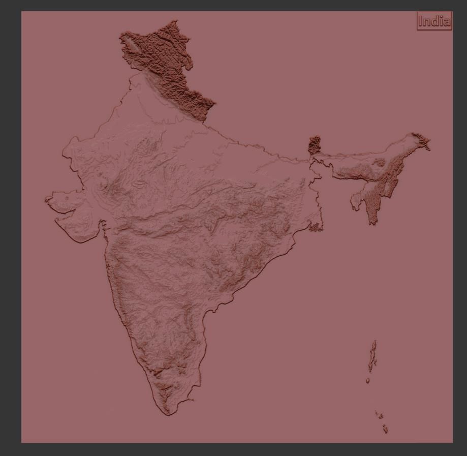 INDIA mainland 3D Terrain Topography MODEL 3D model | CGTrader