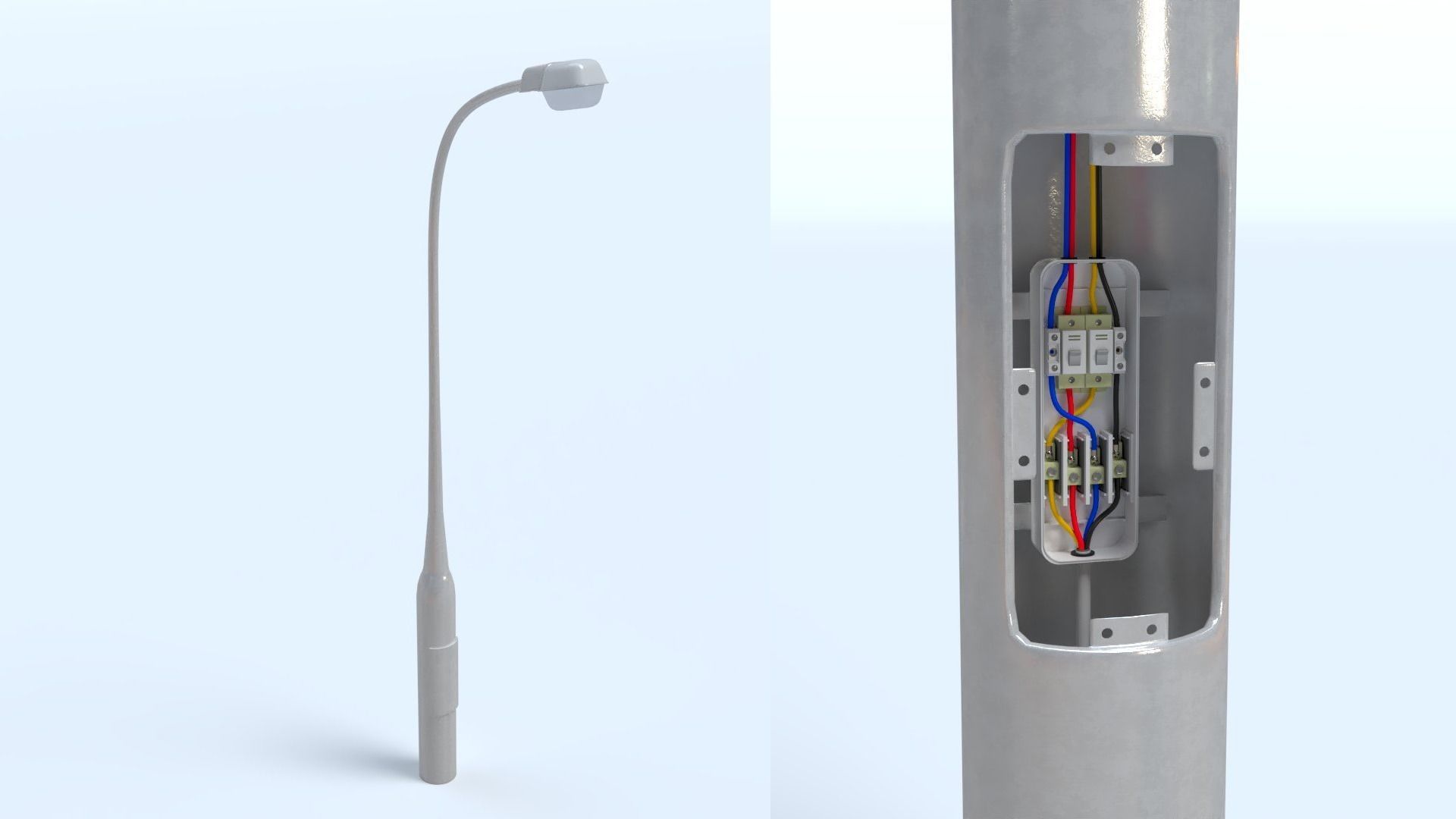 3D model Street Light - lamppost with internal electrics and wiring VR ...