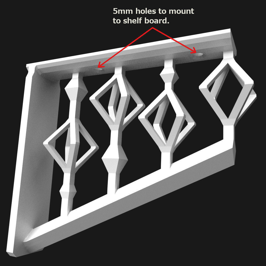 Rhombus inspired shelf bracket or support 3D model 3D printable | CGTrader
