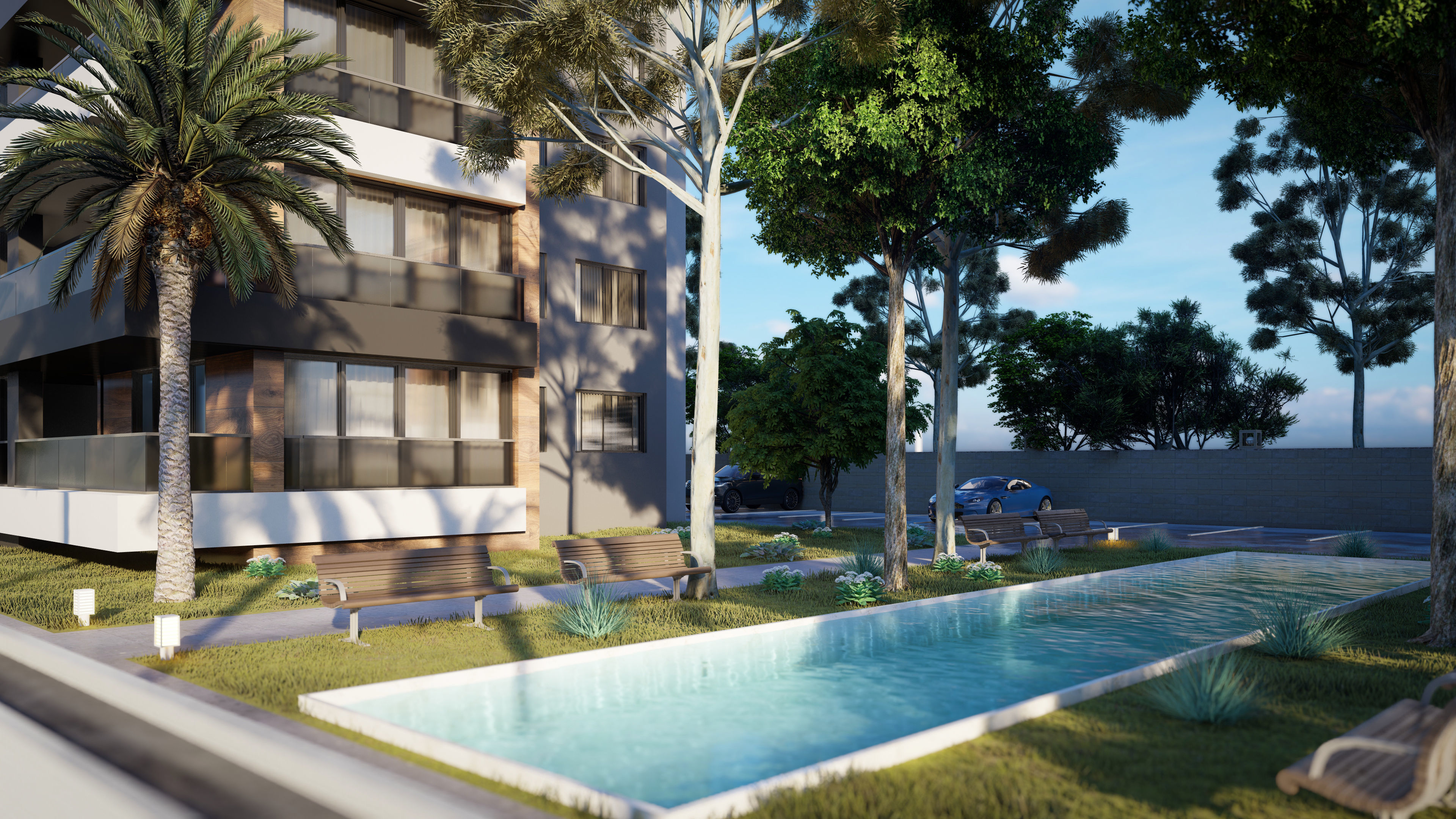 Modern two-block multi-storey site project 3D model | CGTrader