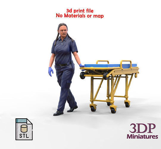 N2 paramedic emergency service with a trolley 3D model 3D printable ...