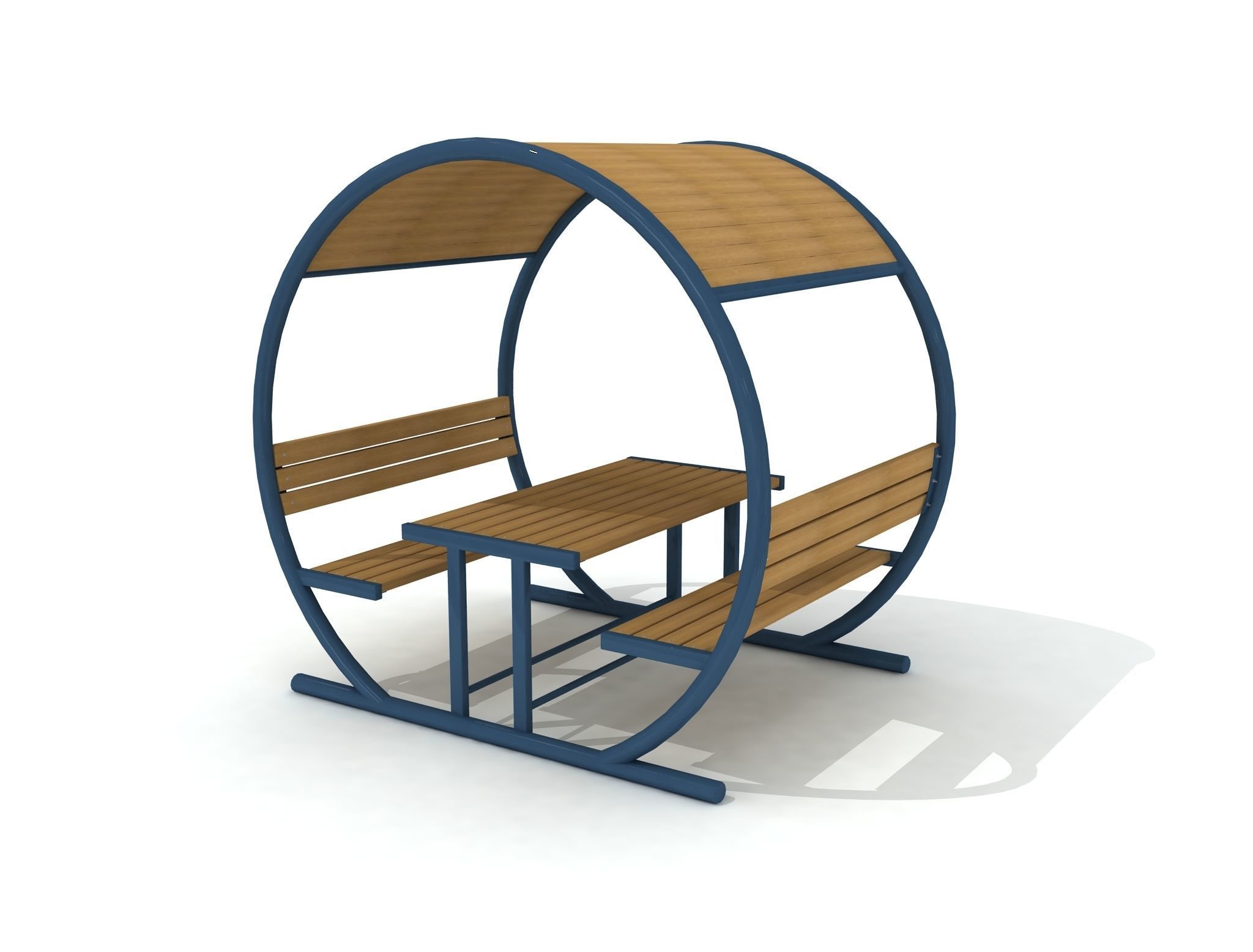 Exterior Circle Bench with Roof 02 3D model | CGTrader