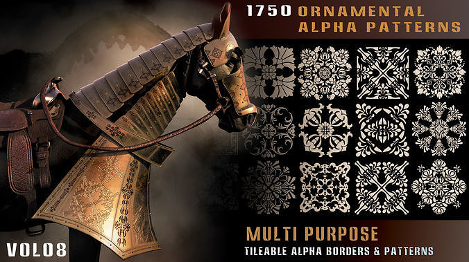 1750 ornamental single and seamless alpha patterns-vol08 Texture | CGTrader