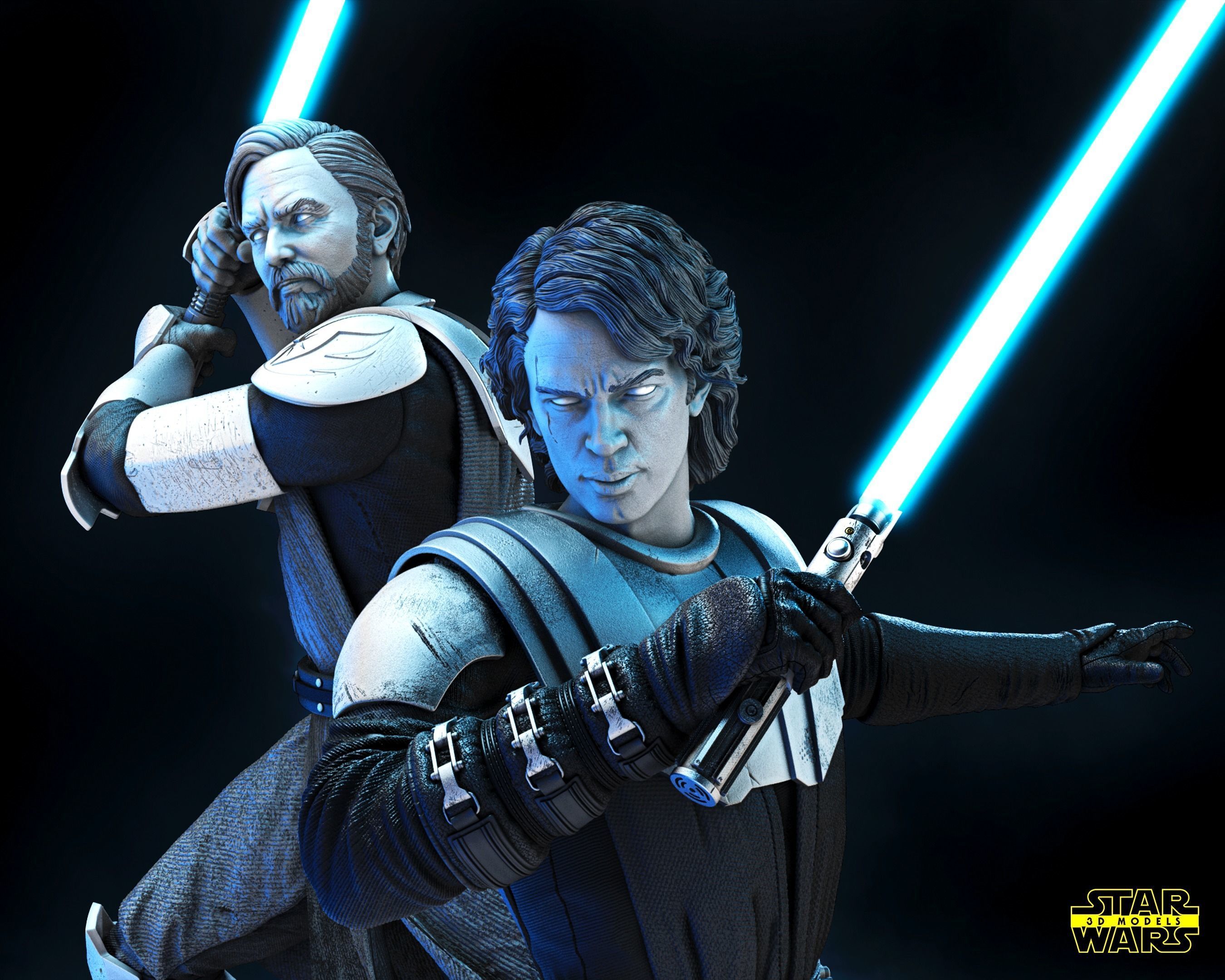 The Anakin and Obi Wan Diorama Star Wars 3D Models 3D model 3D ...