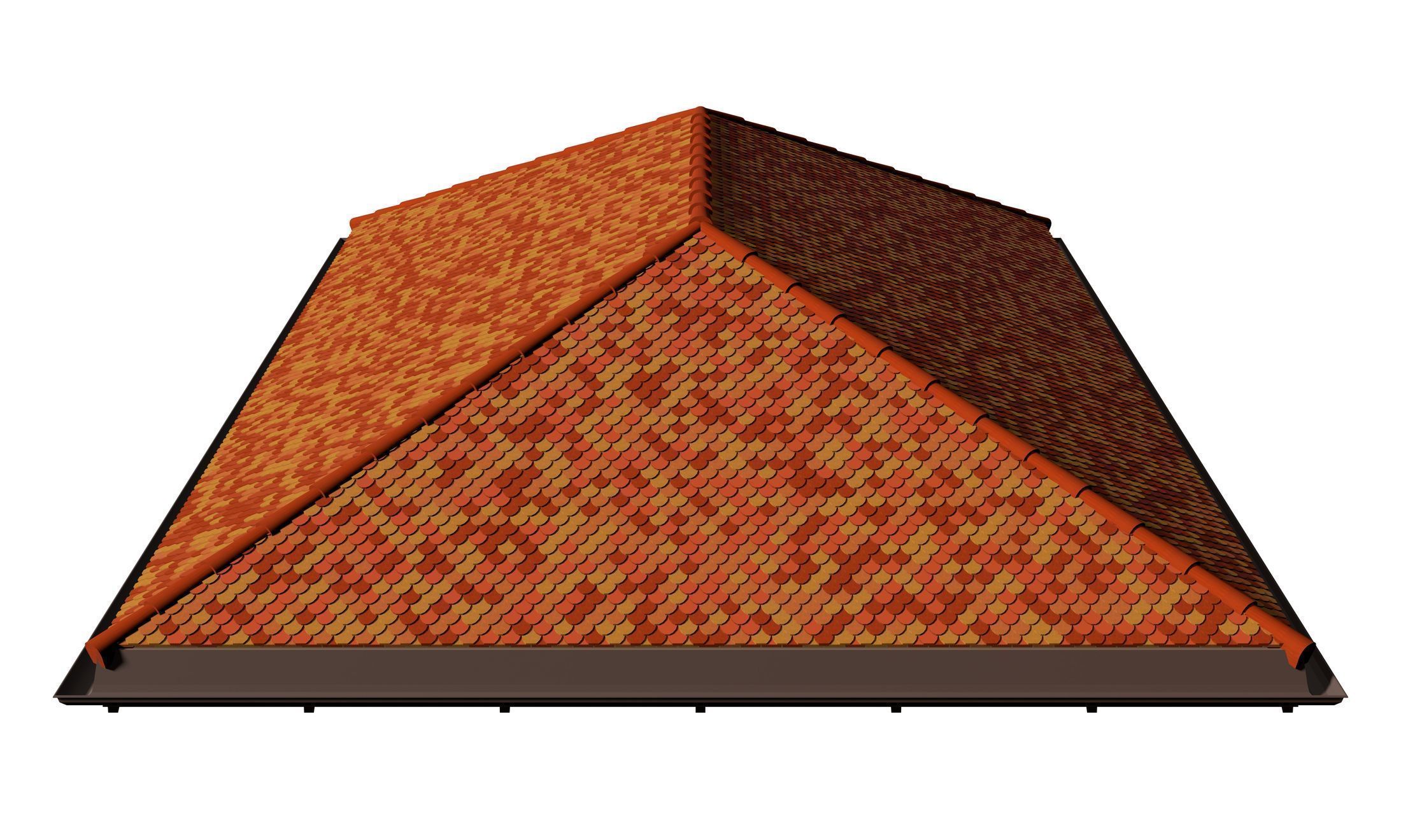 Hip roof with clay tile 2302 3D model | CGTrader