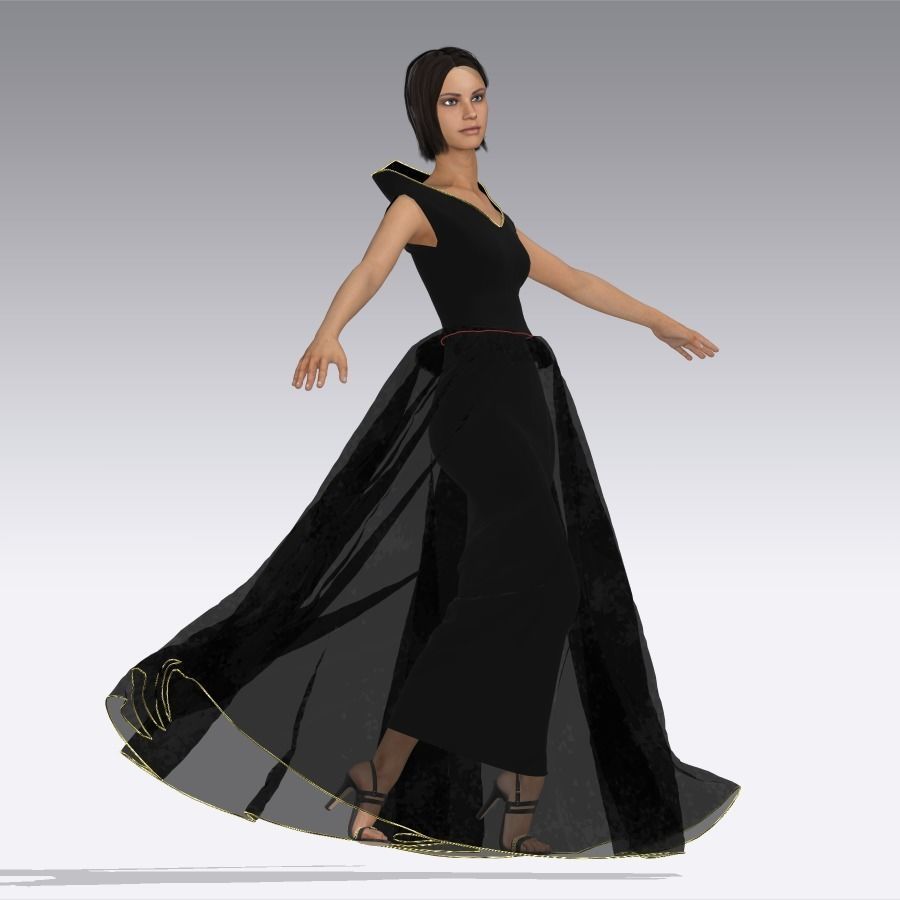 black dress 3D model animated | CGTrader