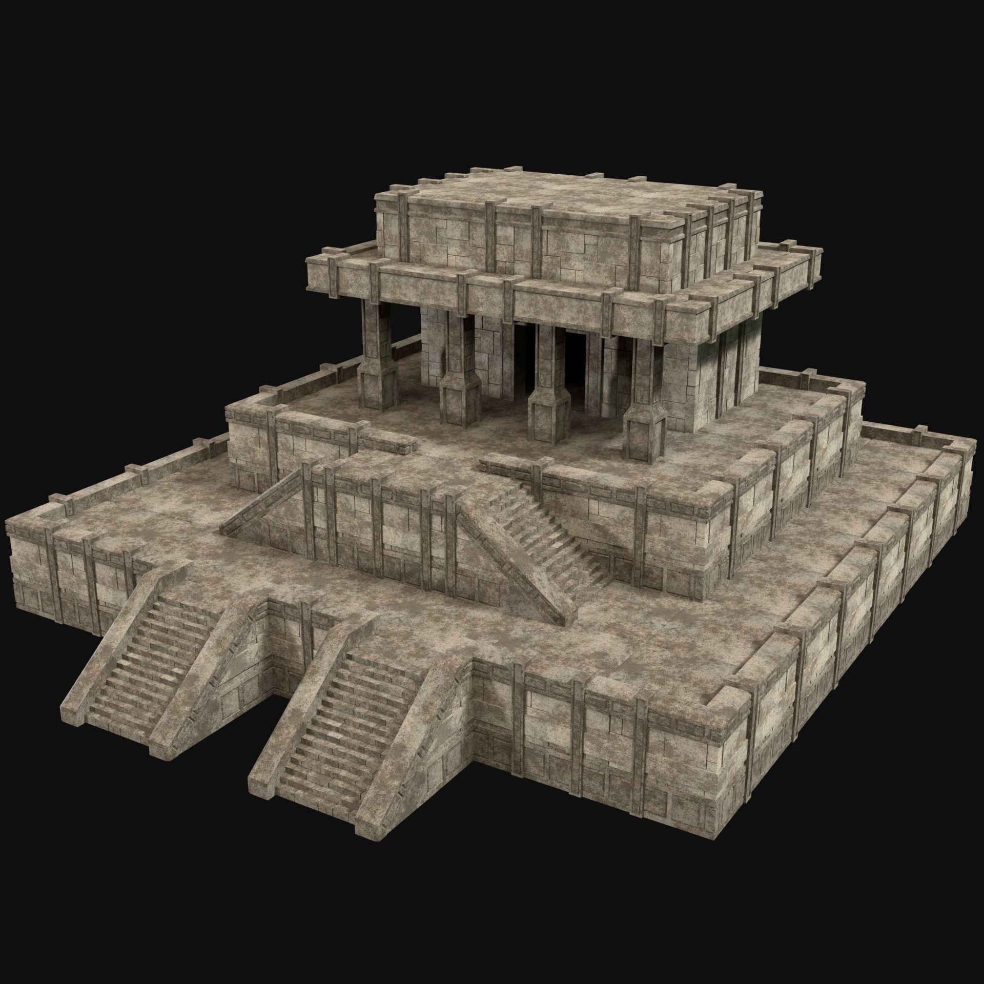 3D model ANCIENT TEMPLE PYRAMID AZTEC MAYAN INCA PLATFORM RUIN ...
