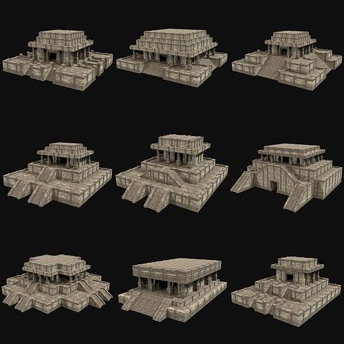3D model ANCIENT TEMPLE PYRAMID AZTEC MAYAN INCA PLATFORM RUIN ...