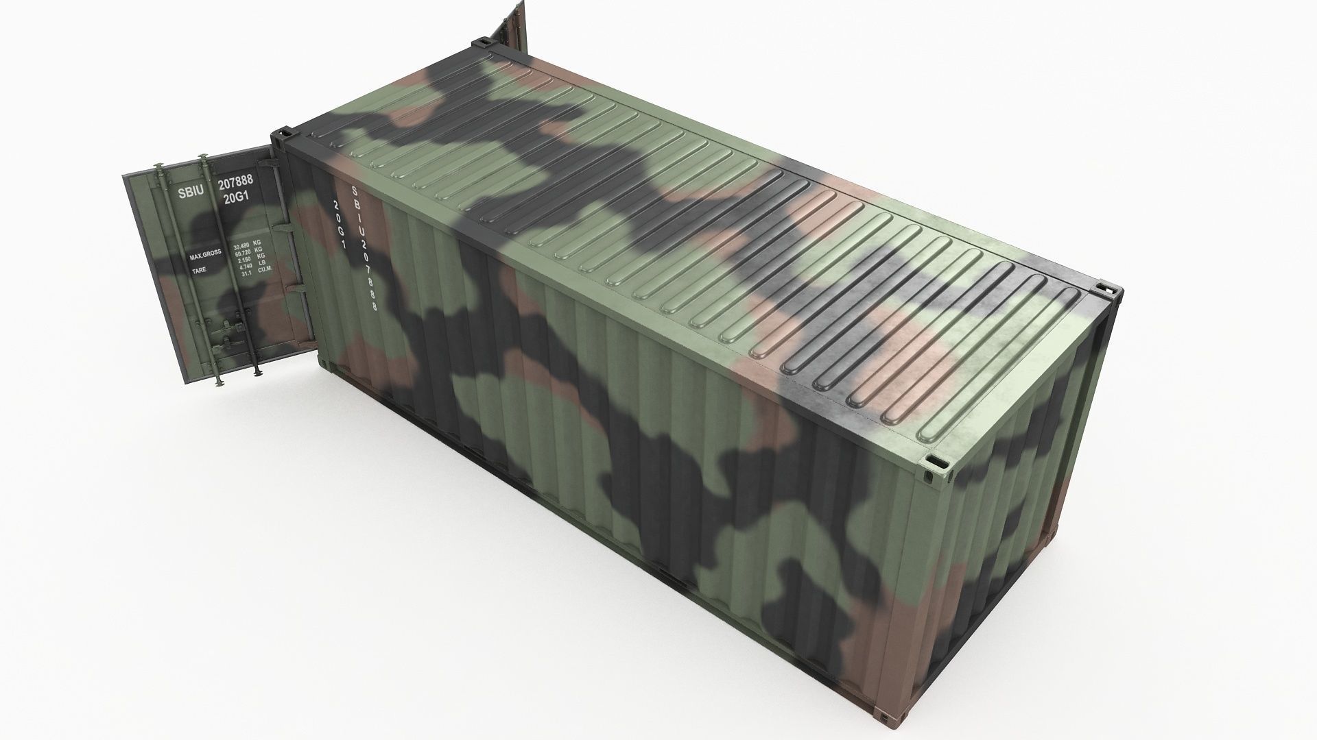20ft Military Container Camouflage 3D model | CGTrader