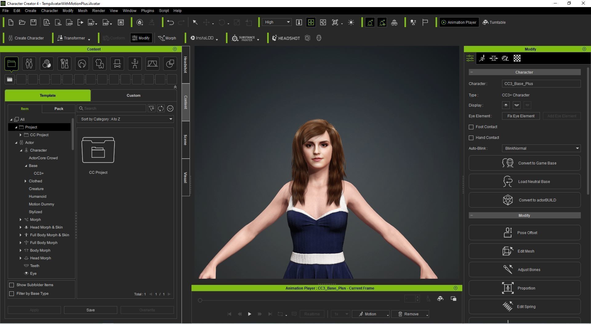 3D model Emma Watson rigged animated 2500 free animation tutorial VR ...