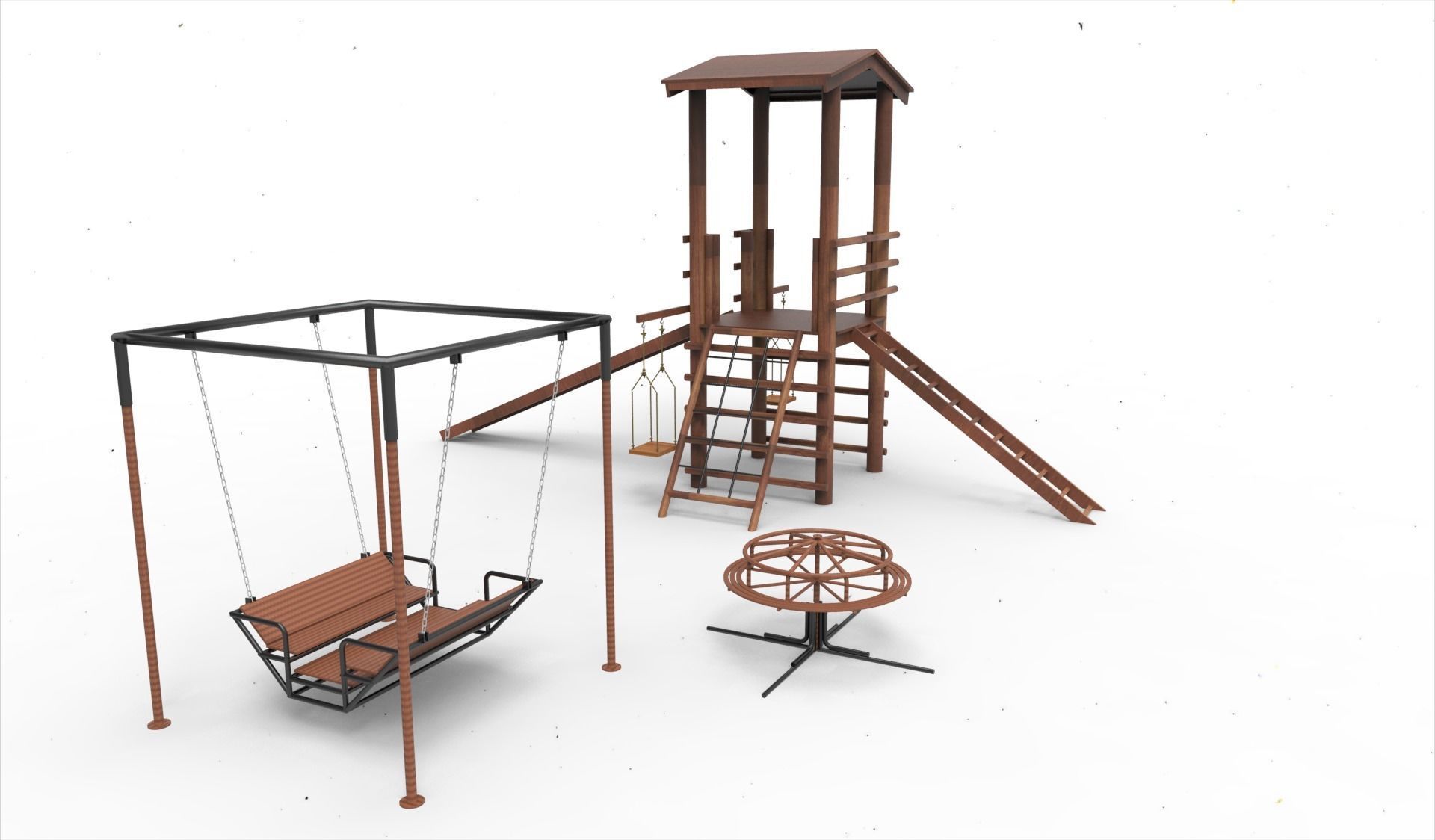 minimalist wooden playground 3D model | CGTrader