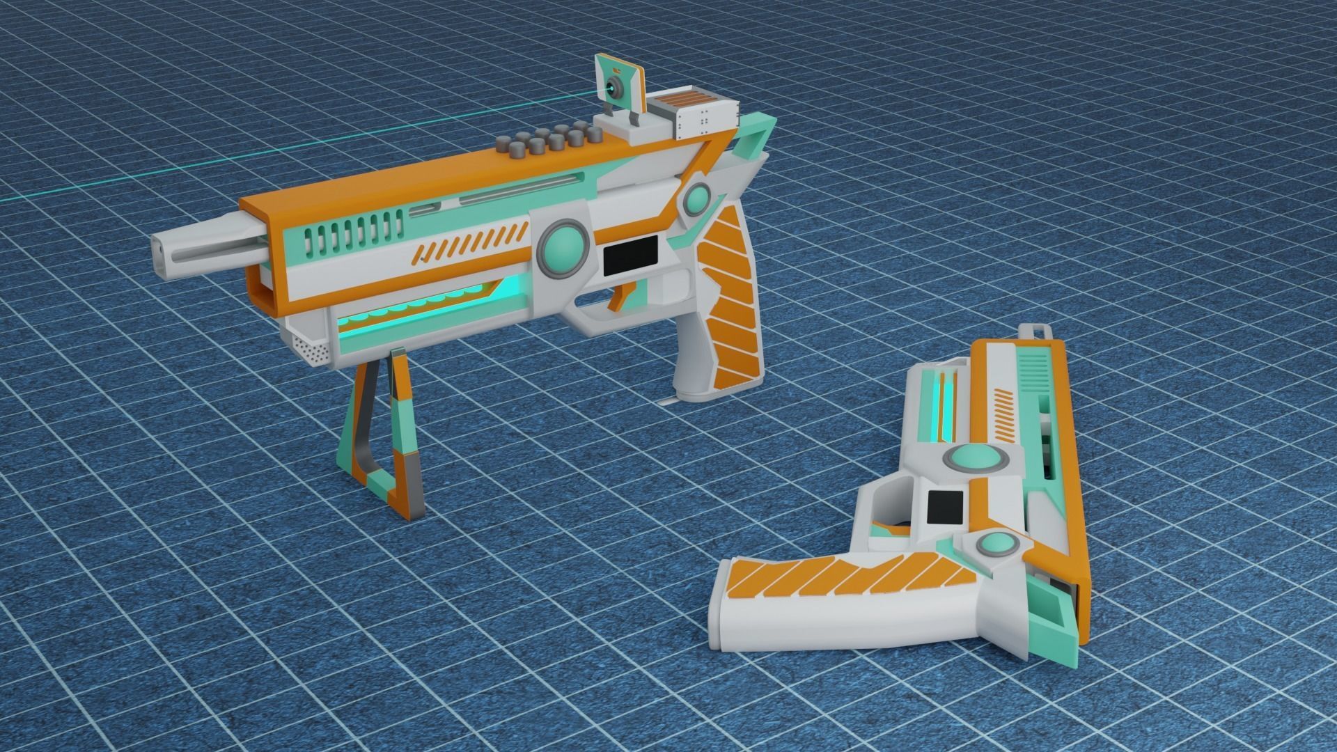 Retro Futuristic Gun 3D model | CGTrader